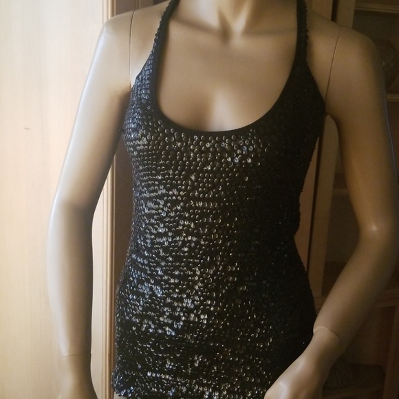 bebe | Tops | Bebe True Black Sequin Tank | Poshmark